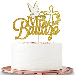Halawawa Mi Bautizo Cake Topper - Spanish My Bapstim, First Holy Communion Decoration Cake Topper - Baby Shower/Baptism/Communion/Baby 1st Birthday Party Cake Decors