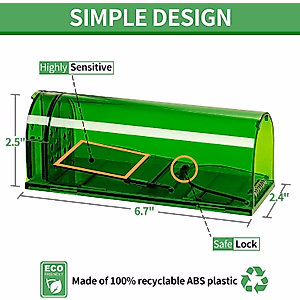 LULUCATCH Mouse Traps 2 Pack, Humane Mouse Traps, Catch Release No Kill, Easy to Set Live Mousetrap, Effective Reusable Rat Traps for Indoor Outdoor Home Use, Kids Pets Safe