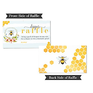 Mama Bee Diaper Raffle Tickets, Gender Neutral Baby Shower Games for Prizes, Girls Baby Shower Diaper Raffle Invitation Insert Cards, 50 Pack