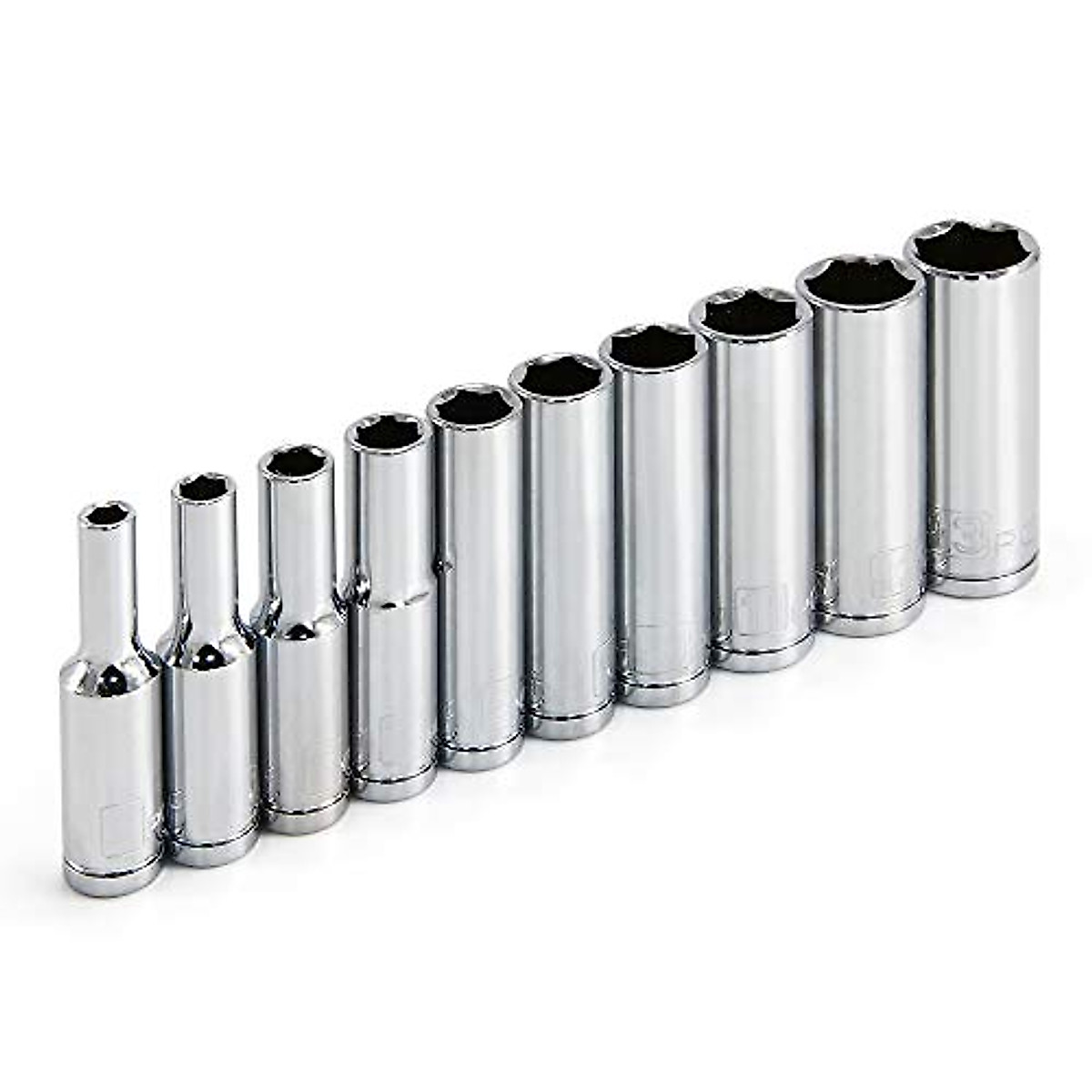 Powerbuilt 1/4-Inch Drive Metric Deep Socket Set, High Visibility Markings 10 Piece - 640538