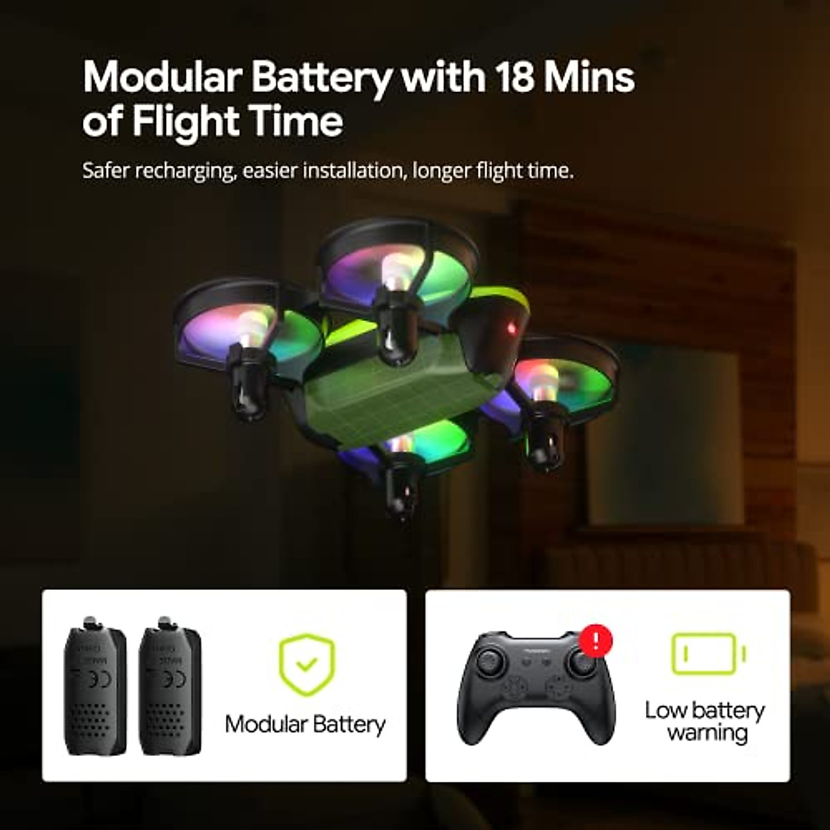 Tomzon A23 Mini Drone for Kids with LEDs, Kids Drone with High Speed Rotation, Throw to Go and 3D Flip, Toy Drone with Circle Fly, Headless Mode, 3 Speeds, 2 Batteries