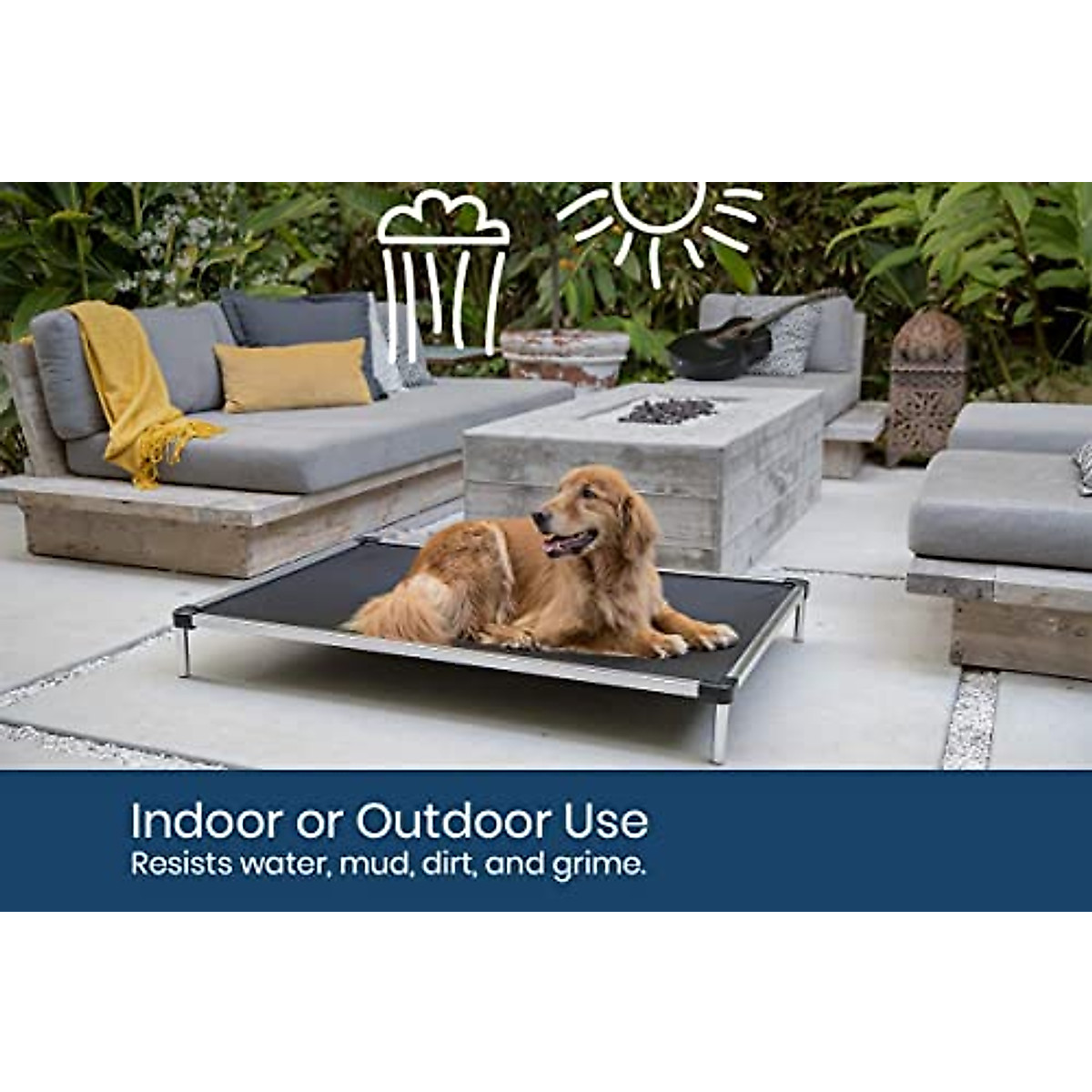 K9 Ballistics Chew Proof Elevated Dog Bed XXL - Chewproof - Aluminum - Ripstop Ballistic Fabric - Indestructible, Heavy Duty Dog Bed - Fits Inside XX-Large Crates 50"x33", Obsidian Black