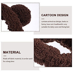 Beaupretty Face Wash Headband Bear Ears Headband Animal Ear Spa Headband Cute Makeup Hairband Shower Yoga Head Wraps for Girls Women (Coffee)