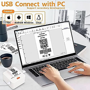 Lemketan Label Maker Machine, Portable Small Bluetooth Thermal Label Printer, Mini Printer Wireless Labeler for Small Business Tape Barcode Storage Mailing Office Home Compatible PC&Phones