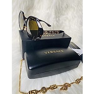 Versace Woman Sunglasses Havana Frame, Dark Brown Lenses, 59MM