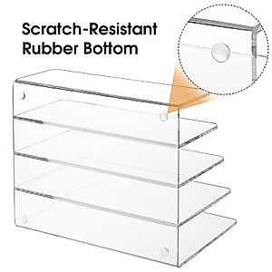 MaxGear Acrylic File Holder 4 Section, Acrylic File Organizer for Desk File Folder Holder File Sorter Vertical Acrylic Desk Organizer for Letter, Document, Notebook, Clear