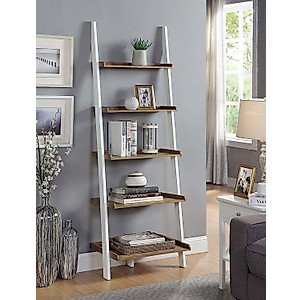 Convenience Concepts American Heritage Bookshelf Ladder, Driftwood/White