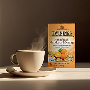 Twinings Honeybush Mandarin & Orange Herbal Tea - Naturally Caffeine-Free Tea Bags Individually Wrapped, 20 Count