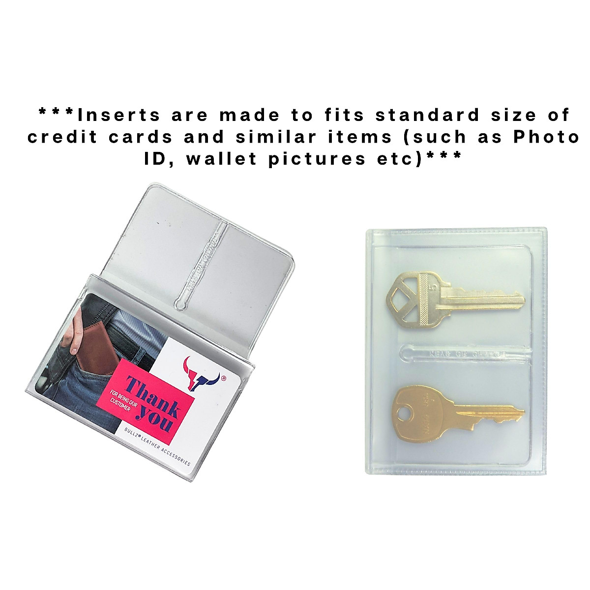 Set of 2 Heavy Duty Vinyl 6 Pages Insert for Bifold or Trifolds Wallet MADE IN USA