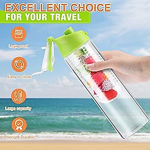 Lallisa 4 Pieces 28 oz Fruit Infuser Water Bottle Leakproof Water Infuser Bottle Large Capacity Plastic Infused Water Bottles for Women Men Gym Bike Camping Travel Tea Drink Gift, Multicolor