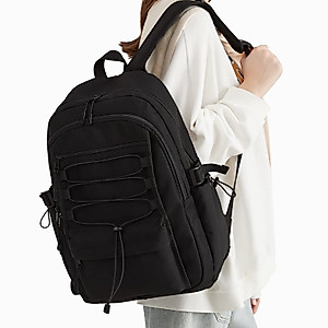 Sunborls Travel Laptop Backpacks for Girls 15.6inch Mesh Kawaii Computer Backpack Lightweight Weekend Leisure Day Travel Backpack The Gift Bookbag for Both Teen and Girls，Black