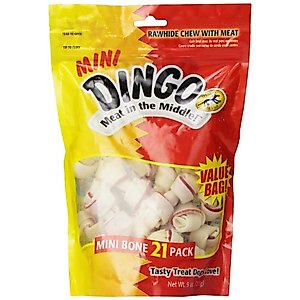 Dingo 156096 Mini Bones for Dogs, Small, Beige,21 Count (Pack of 1)