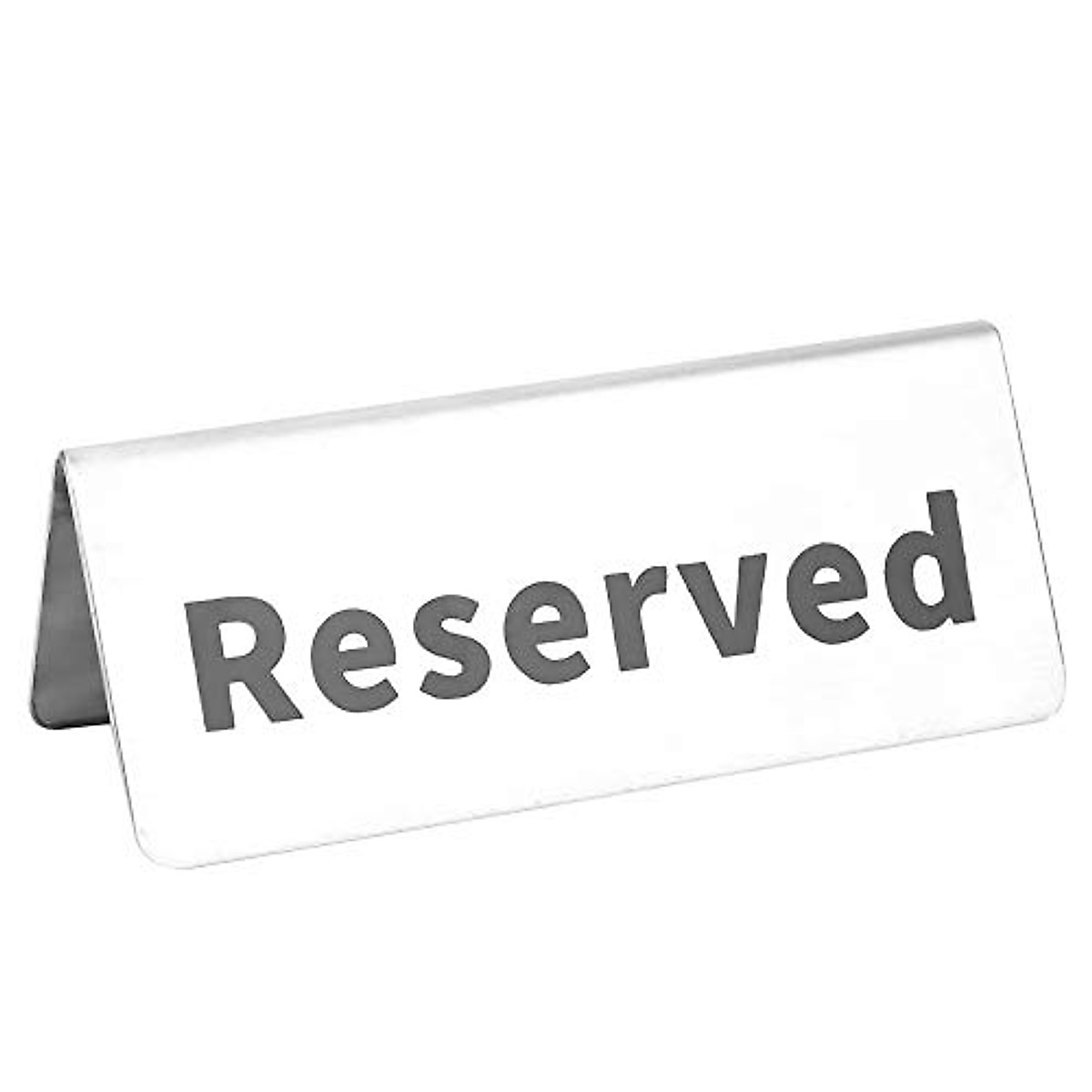 01 V‑Type Reusable Easy to Clean Restaurant Supplies Table Sign, Silver Stainless Steel Table Sign, Weddings for Home Hotels Catering Events(Reserved)