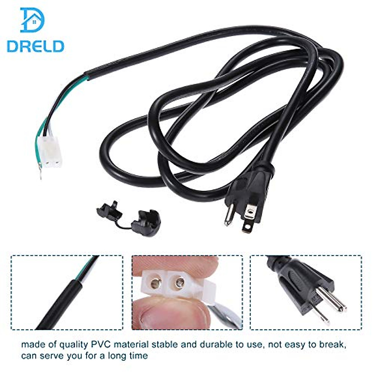 Smoker Grill Power Cord Kit by Dreld，Barbecue Power Cord Replacement for Traeger and Pit Boss Pellet Smoker Grills - 6 Feet