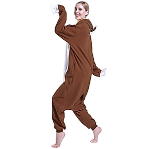 DOITNOW Sloth Pajamas Unisex Adult Jumpsuit Animal Cosplay Costumes (XL, Brown)