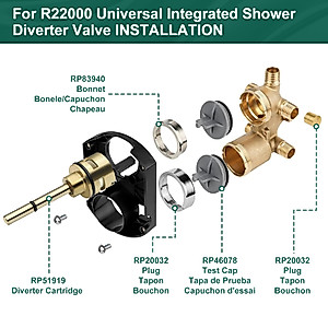 RP51919 6-Setting Diverter Cartridge with Extension Kit for Delta Faucet Valve Body R11000 and R22000, Faucet Replacement Part, Brass & No Leakage