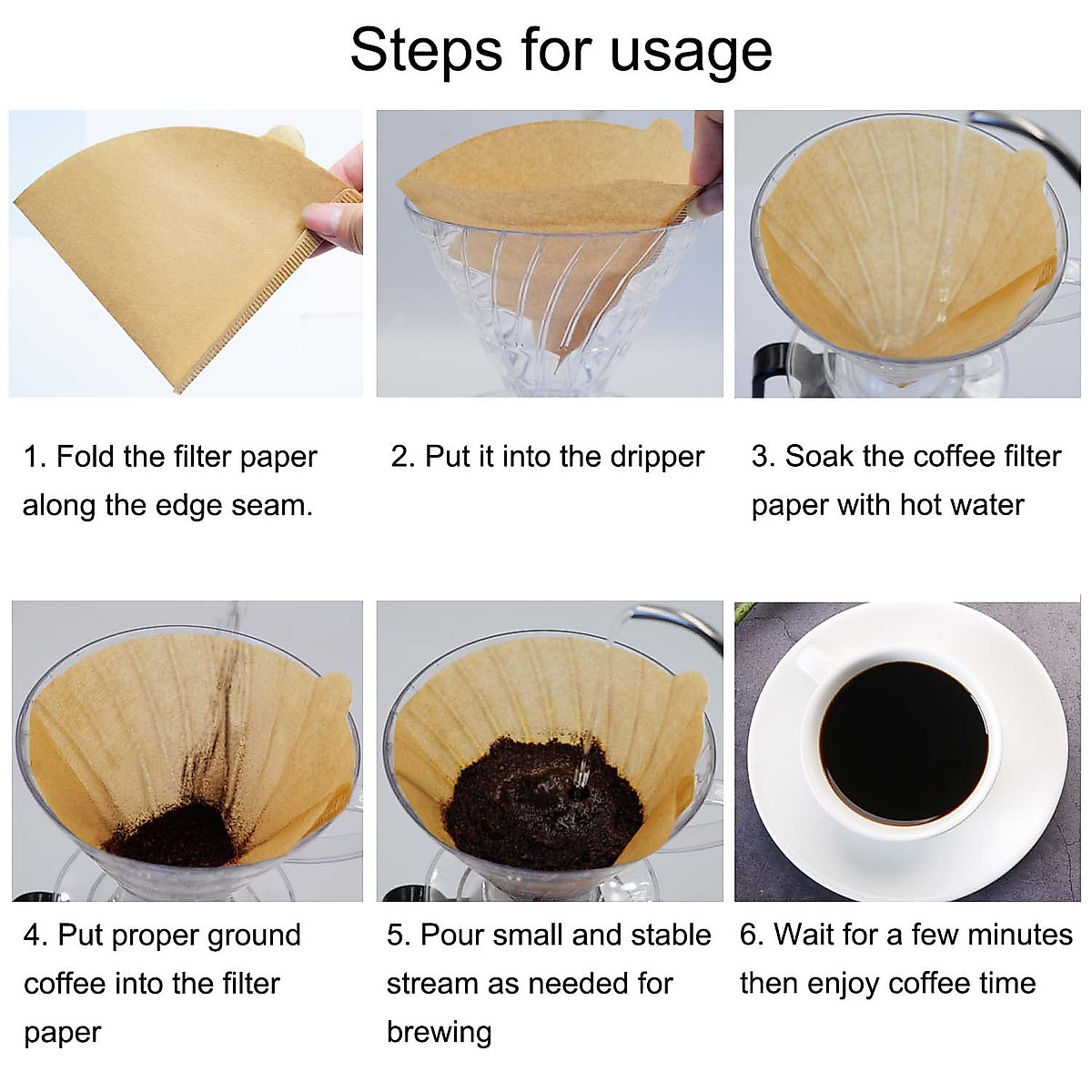 Coffee Filters Cone 01, 100 Count Unbleached Natural Brown 1-2 Cups Disposable Coffee Paper Filters, Compatible with V60 and Cone Shaped Pour Over Coffee Filter and Drip Coffee Maker
