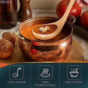 Wooden Ladle for Soup - 10.8x2.8" Wood Ladle with Deep Scoop, Hanging Hook, and Lacquer Coating for a Comfortable Grip, Easy to Clean and Store - Hard Thermostable, Long Soup Spoon for Kitchen
