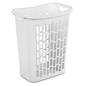 Sterilite Rectangular Open Laundry Hamper, Tall and Slim Plastic Hamper with Handles for Carrying Clothes to and from the Laundry Room, White, 6-Pack