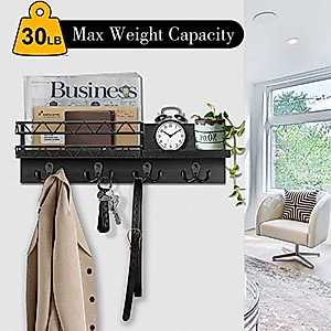 AXTEE Key Holder for Wall, Mail and Key Holder Wall Mount with 4 Double Key Hook and Mail Holder, Key Rack for Entryroom, Hallway, Kitchen, Office- Black