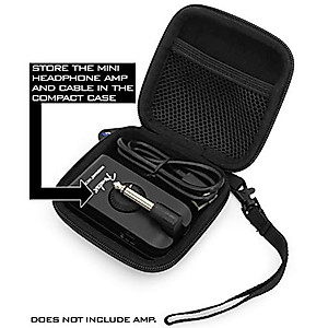 CASEMATIX Carry Case Compatible with Fender Mustang Micro Headphone Amp and Charging Cable - Micro Headphone Amplifier Case Only with Wrist Strap, Black