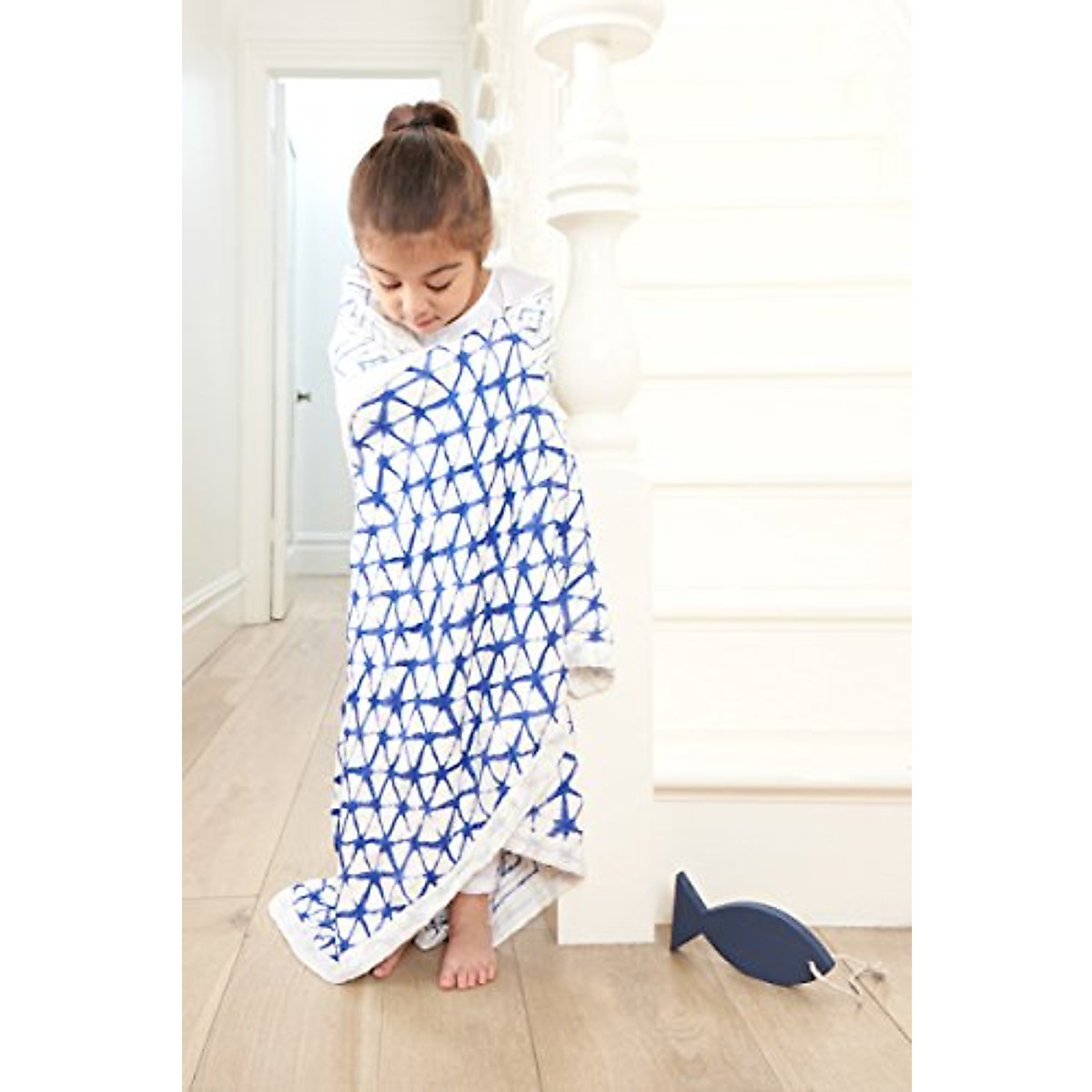 aden + anais Silky Soft Dream Blanket | 100% Viscose Bamboo Muslin Baby Blankets for Girls & Boys | Ideal Newborn Nursery & Crib Blanket | Unisex Toddler & Infant Boutique Bedding, Indigo Shibori Blue