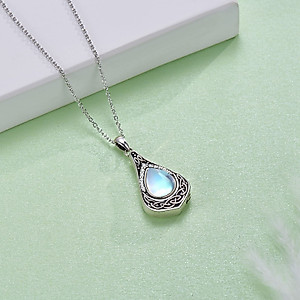 Celtic Urn Necklace For Ashes 925 Sterling Silver Moonstone Cremation Jewelry For Ashes Keepake Urn Necklace Gift For Women Wife Mother