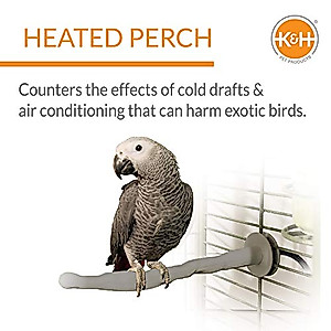 K&H PET PRODUCTS Thermo-Perch Heated Bird Perch Gray Small 1 X 10.5 Inches