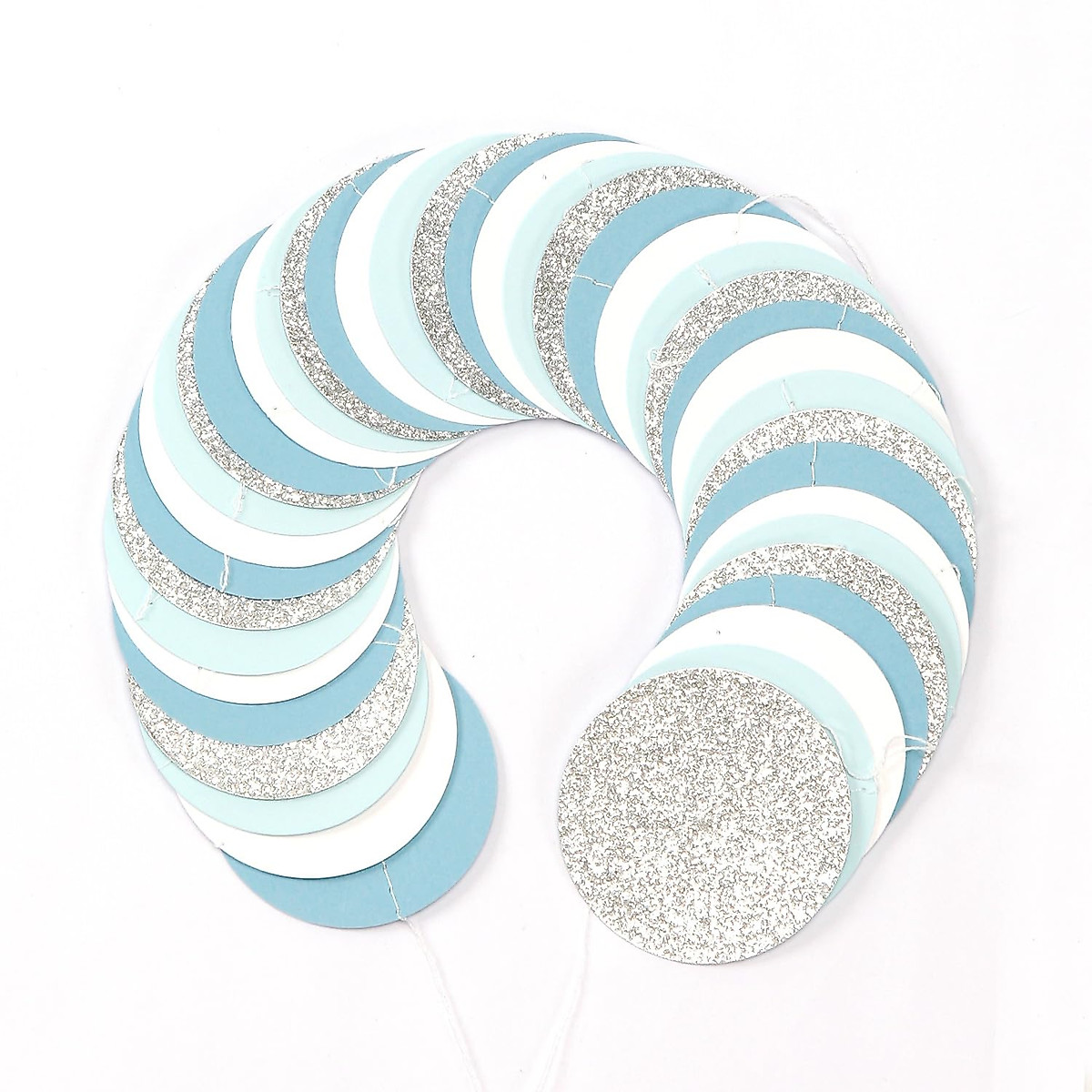 Light Baby Blue White Silver Party-Decoration Garland - 52ft Baby Boy Shower Birthday Streamers,Graduation Bachelorette Bridal Christmas Banner Decor Lasting Surprise