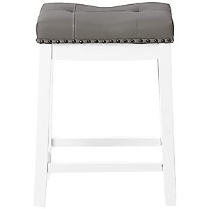 Angel Line Cambridge bar stools, 24" Set of 2, White with Gray Cushion