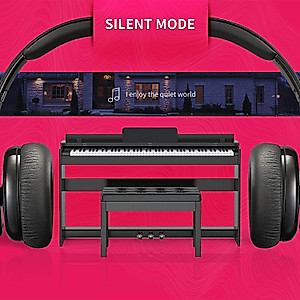 Setting 88-Key Weighted Digital Piano, Electric Upright Piano with 3-Pedal Unit Board, LCD Screen, Multi-Functional Full Size Keyboard and Power Adapter(Black(with Bench)), 53.5 x 29.9 12.2 Inch