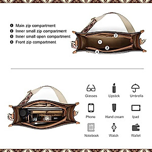Crossbody Bags for Women Shoulder Hobo Handbags Leopard Guitar Strap Ahdorned Crossbody Bags Neoprene Strap Purse Large