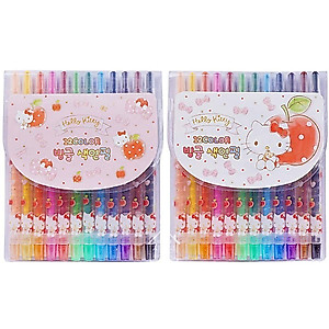 Hello Kitty 1 Coloring Book + 1 12-Color Crayon Set + 1 Sticker Sheet Arts & Craft Set : Random