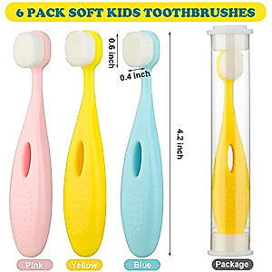 6 Pieces Kids Extra Soft Nano Toothbrush Children Bristles Toothbrush Children Micro Nano Manual Toothbrush Set with 20000 Bristles for Age 1 and Above Boys Girls Gum Protecting Cleaning (Cute Style)