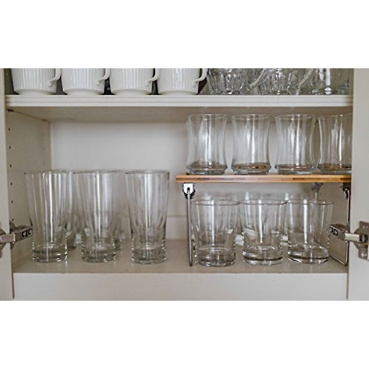 Internet's Best - Stacking Utility Shelf - Bamboo - 2 Shelves - Kitchen Cabinet Closet Organizer and Storage - Small