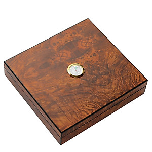Rivanio Cigar Humidor, 9" x 8.5" x 2" (LxWxH) - Premium Handcrafted Cigar Box for Storage and Display - Humidor Cigar Box Includes Divider and Humidifier - Cigar Case for Desk or Travel