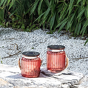 2 Pack Hanging Solar Jar Lanterns - Outdoor Solar Jar Lights Waterproof Decorative LED Lights Red for Patio Yard Garden Party Wedding Decor