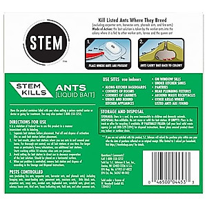 STEM Liquid Ant Baits, Kills The Queen and Colony, for Indoor Use, 12 Spill Proof Bait Stations