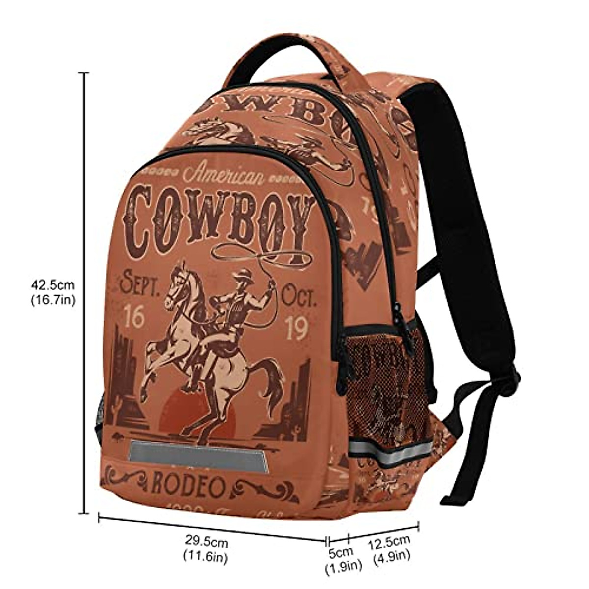 Eionryn Retro Rodeo Cowboy Backpack Laptop Backpacks Book Bags Water Resistant Daypack Durable College Shoulder Bag Sports Travel Day Pack