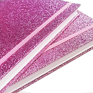 Spiral Notebook, Glittery Pink Journal Notebook, 2Pack Hardcover Journals for note taking, Thick Paper, 180 Pages, 8.2” x 6”