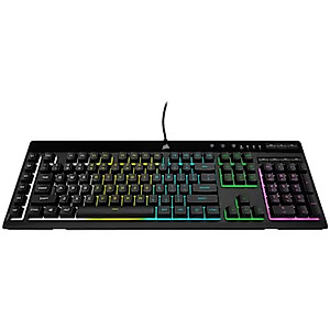 Corsair K55 PRO LITE RGB Wired Membrane Gaming Keyboard (5-Zone Dynamic RGB Backlighting, Six Macro Keys with Stream Deck Integration, IP42 Dust and Spill Resistant, Dedicated Media Keys) Black