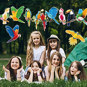 GuassLee Jungle Tropical Party Decorations Birds Honeycombs - Tropical Parrots Paper Cutouts Honeycombs Hanging Decorations for Hawaiian Luau Tiki Party Decor Supplies 10pcs