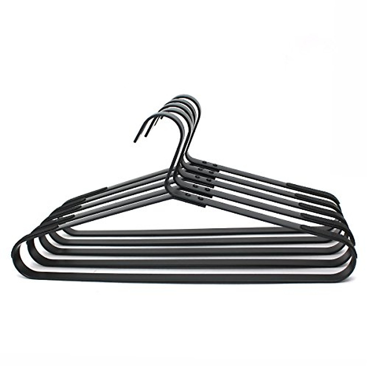 6Pack Koobay 16.5" Black King Size Aluminum Laundry Hangers Clothes Storage Coat Suit Hangers with Anti-Slip Strips