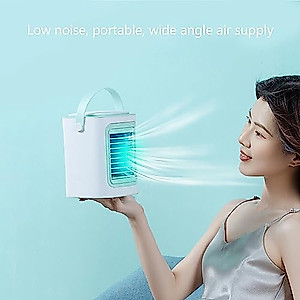 Portable Air Conditioner Cooling Fan, Personal Desk Misting Humidifier Fan Mini Air Conditioners Evaporative Air Cooler Small Fans with LED Light for Room Office, Outdoor Air Conditioner for RV