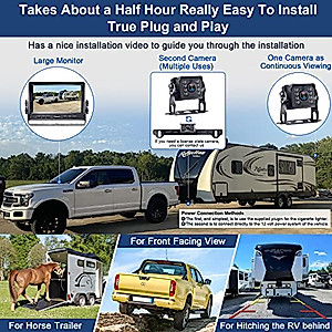Rohent RV Backup Camera Upgraded HD 1080P Rear View Camera System 7'' Monitor 30 Mins Easy Installation Infrared Night Vision Waterproof for Truck Trailer 5th Wheel Camper R4