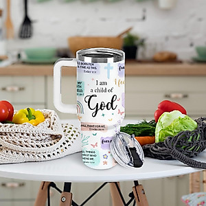 Christian Gifts for Women God Tumbler 40oz Child of God Gifts Coffee Travel Cup - Inspirational Religious Birthday Catholic Spiritual Gift for Sister Friends, Baptism Confirmation Gift for Girls