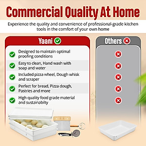 YAANI Pizza Dough Proofing Box Set, Pack of 2 Stackable Bread Proofing Box with Lids, Pizza Wheel, Dough Whisk, Dough Scraper, Perfect for Pizza Dough, Sourdough, Food Storage Container