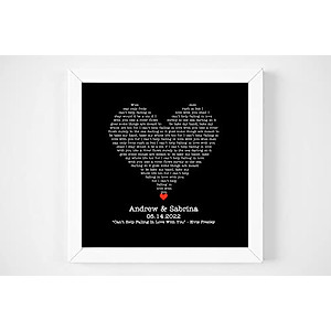 Any Song Framed Song Lyrics Special Song Anniversary Song First Dance Wedding Gift Valentine Gift