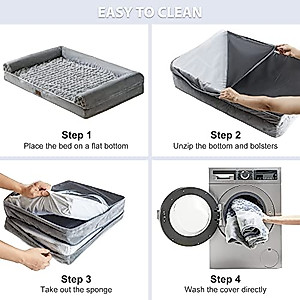 BFPETHOME Dog Beds for Large Dogs, Orthopedic Dog Bed for Medium Large Dogs, Egg- Foam Dog Crate Bed (L(36 * 27 * 6.5) Inch, Grey)