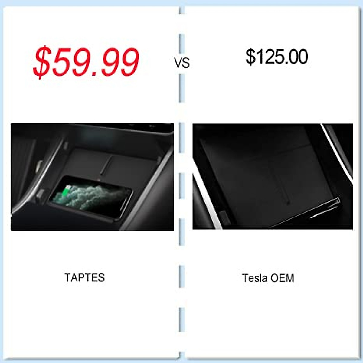 TAPTES Tesla Model 3 Wireless Charger [2020 Version], Wireless Phone Charging Pad M3 Accessories Tesla Gift for iPhone 13/12Pro/12/Samsung Enabled Phones-Compatible All Tesla Model 3(Before Jun 2020)